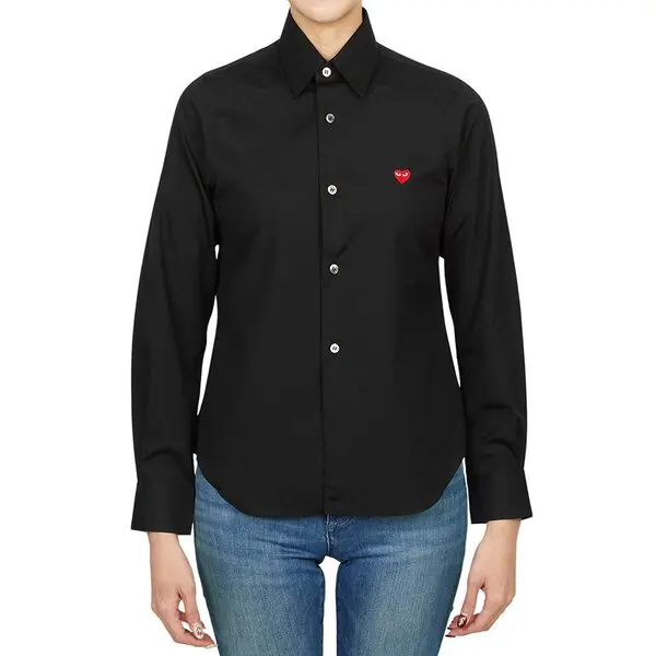 Comme Des Garçons Long Sleeve Shirt With Embroidered Heart