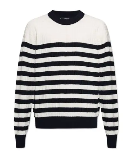 Balmain Striped Crewneck Knit Sweater