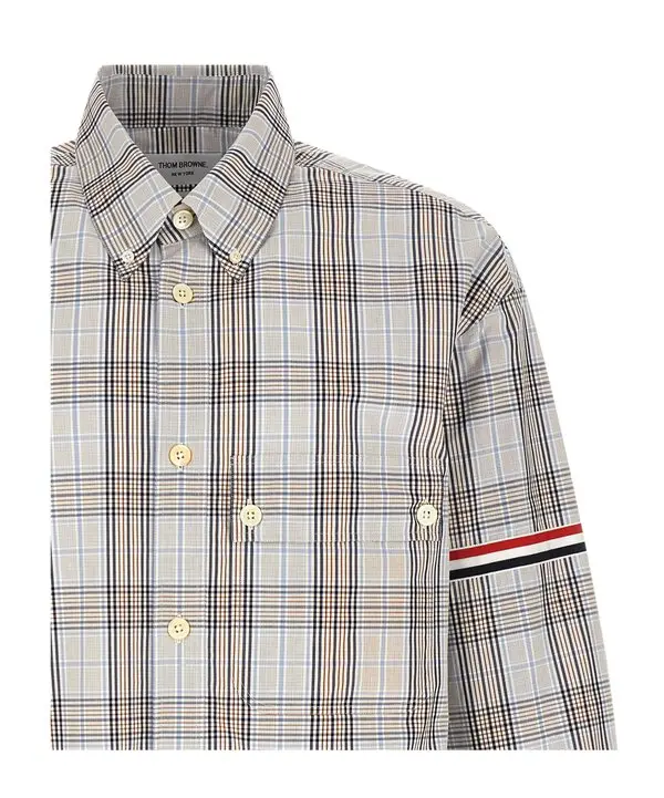 Thom Browne Oversized Plaid Armband Shirt - Light Blue