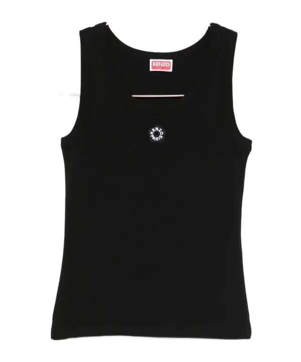Kenzo Boke Flower 2.0 Embroidered Rib Tank Top - Black