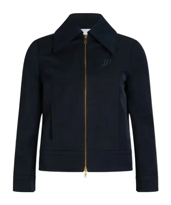 PATOU Cropped Zip-up Jacket With Embroidered Logo - Black