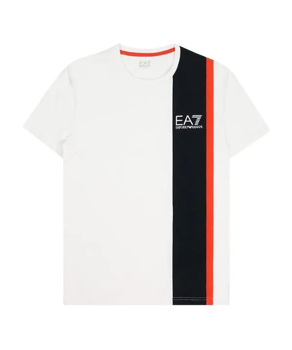 EA7 Logo Printed T-shirt With Round Neck - White
