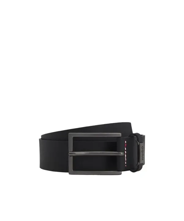 Hugo Boss Leather Belt With Logo Plaque Buckle - Black