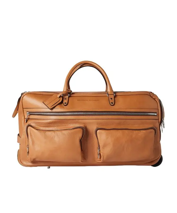 Brunello Cucinelli Leather Trolley Bag - Cognac