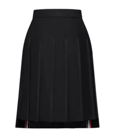 Thom Browne Pleated Midi Skirt - Black