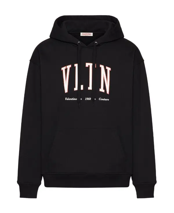 Valentino Garavani Vltn Logo Printed Drawstring Hoodie