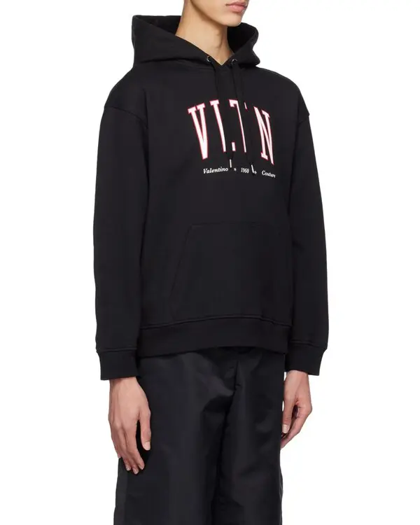 Valentino Garavani Vltn Logo Printed Drawstring Hoodie