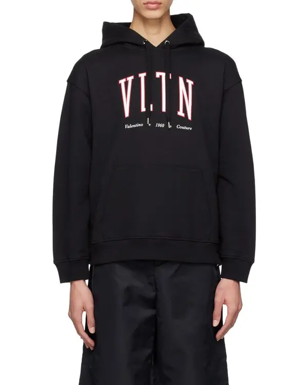 Valentino Garavani Vltn Logo Printed Drawstring Hoodie