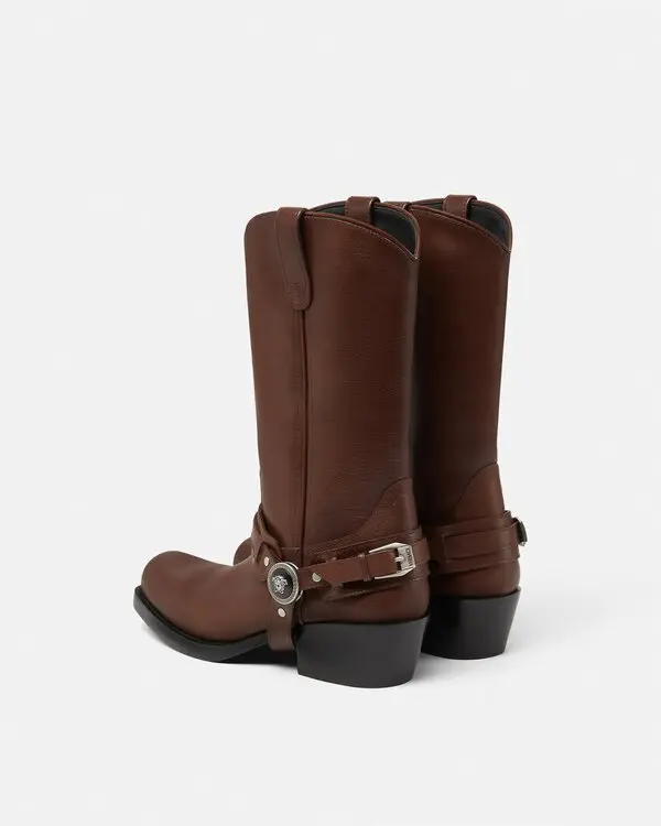 Versace Leather Cowboy Boots