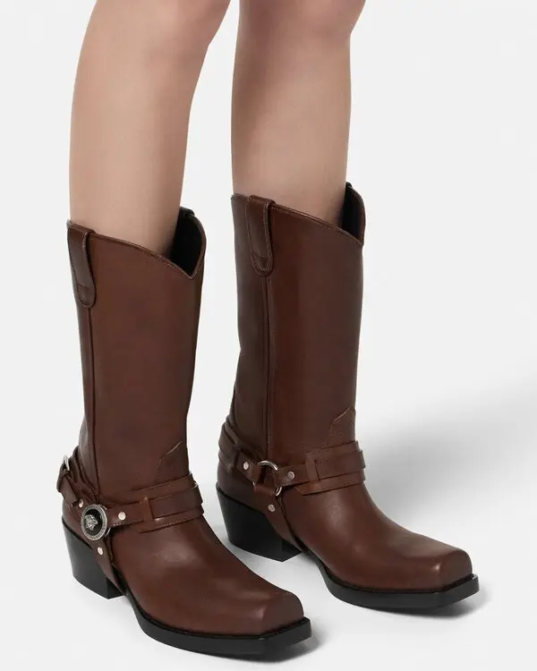 Versace Leather Cowboy Boots