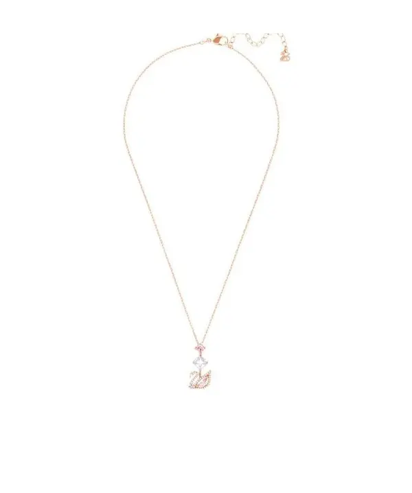 SWAROVSKI Swan Pendant Necklace With Rose Gold Plating And Crystal Embellishments - Pink