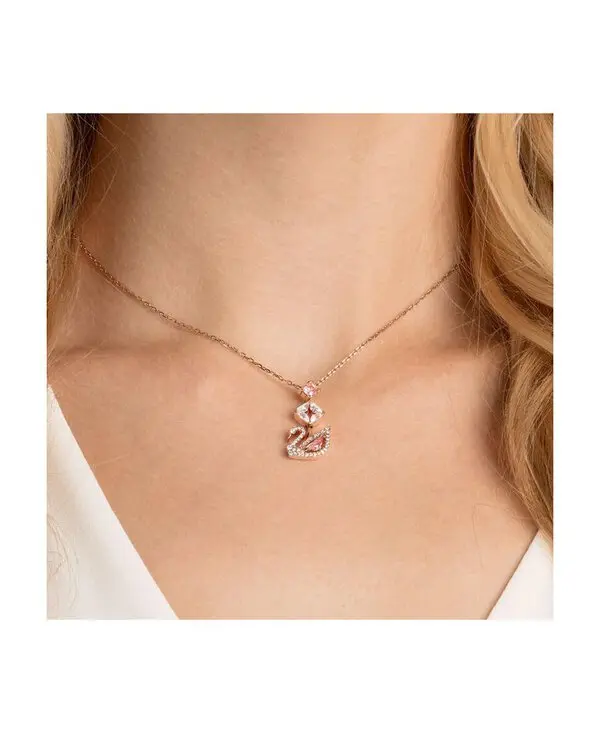 SWAROVSKI Swan Pendant Necklace With Rose Gold Plating And Crystal Embellishments