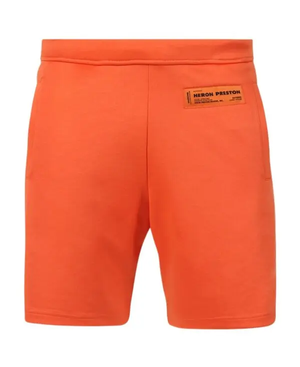 Heron Preston Logo Detail Cotton Jersey Shorts - Orange