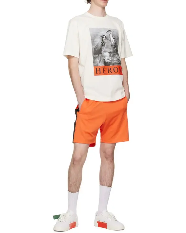 Heron Preston Logo Detail Cotton Jersey Shorts - Orange