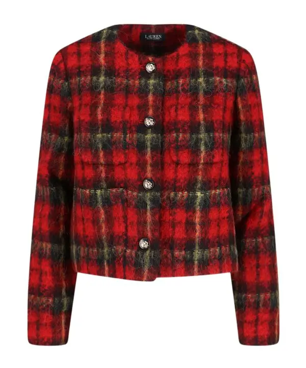 Ralph Lauren Miralee Plaid Blazer - Red