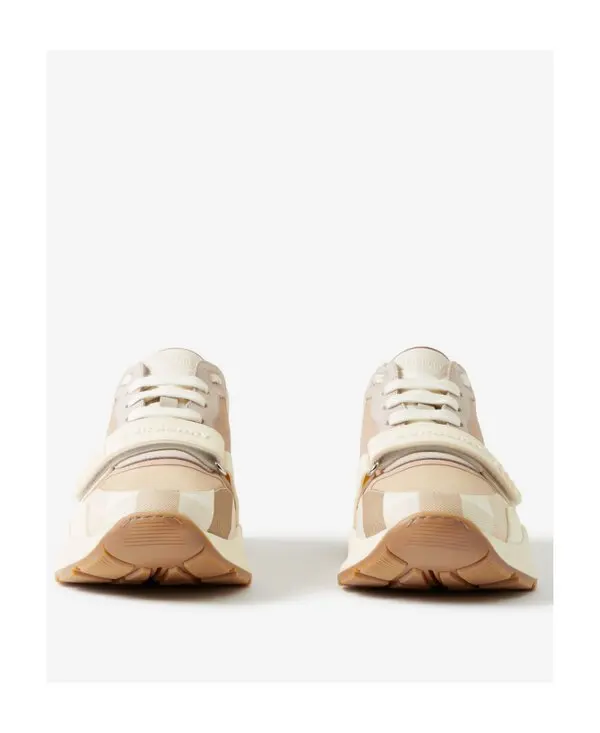 Burberry Check Panelled Detail Sneakers - Nude