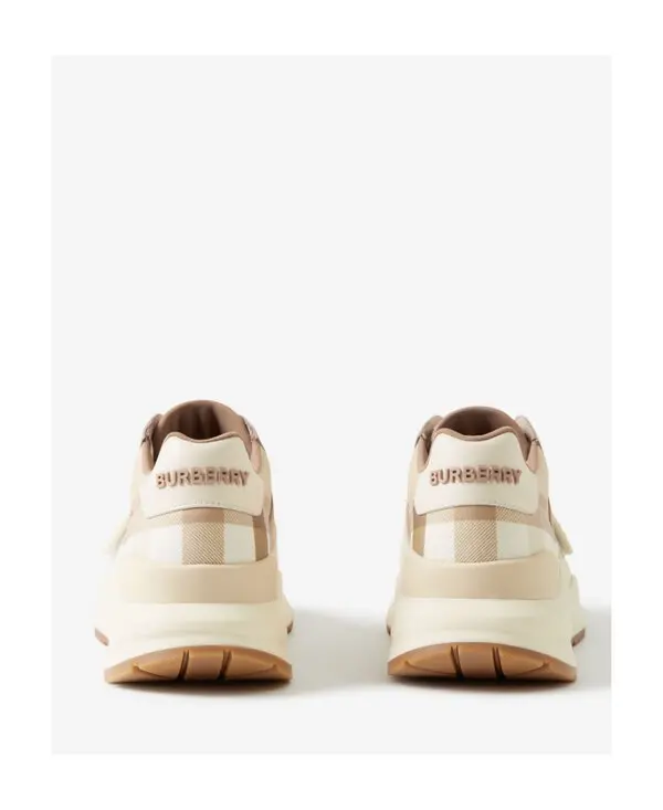 Burberry Check Panelled Detail Sneakers - Nude