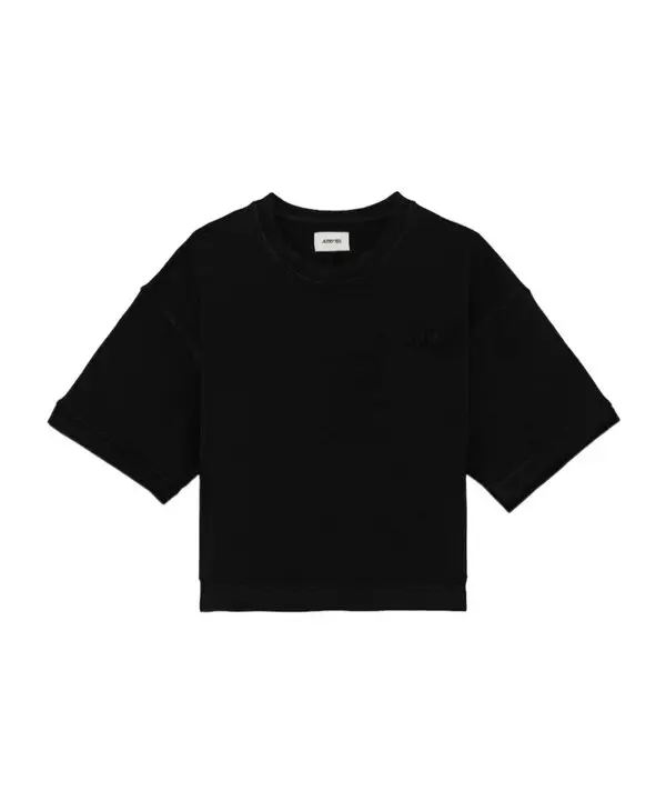 AUTRY Cropped T-shirt With Overlapping Sleeves