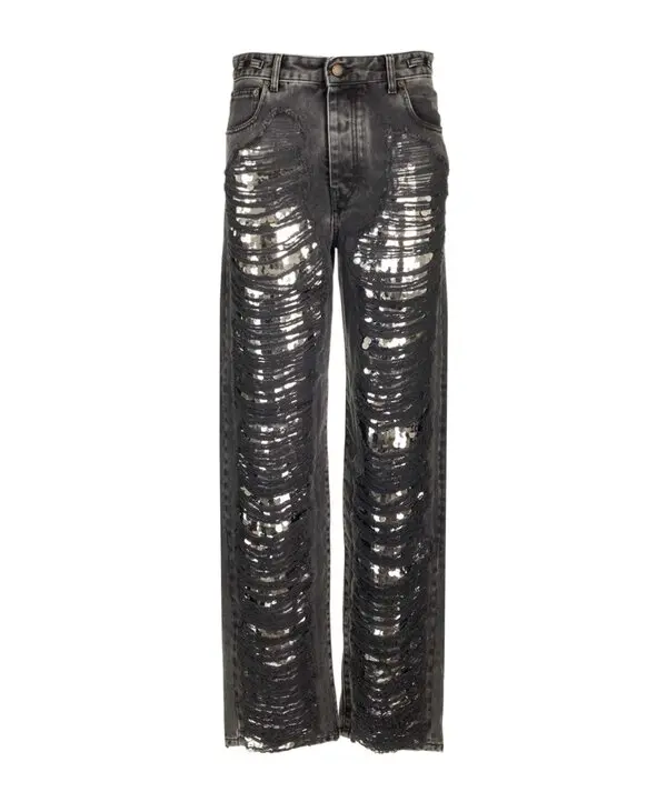 DARKPARK Karen Distressed Sequin Jeans - Black