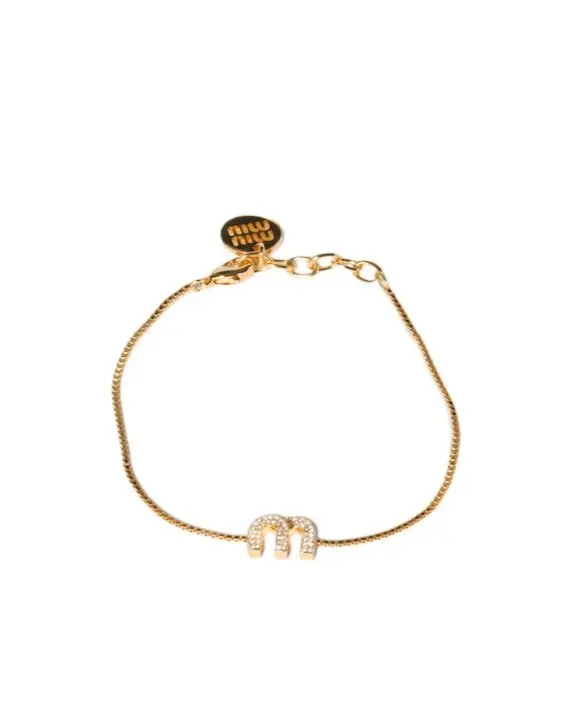 Miu Miu Embellished Logo Bracelet - Yellow
