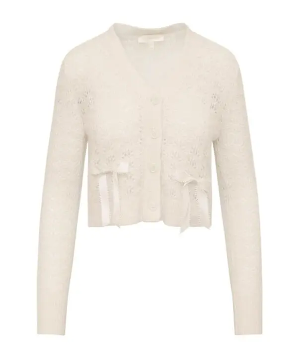 LoveShackFancy Lilly Cropped Knit Cardigan - Frosted Candy
