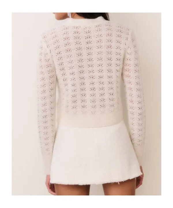 LoveShackFancy Lilly Cropped Knit Cardigan - Frosted Candy