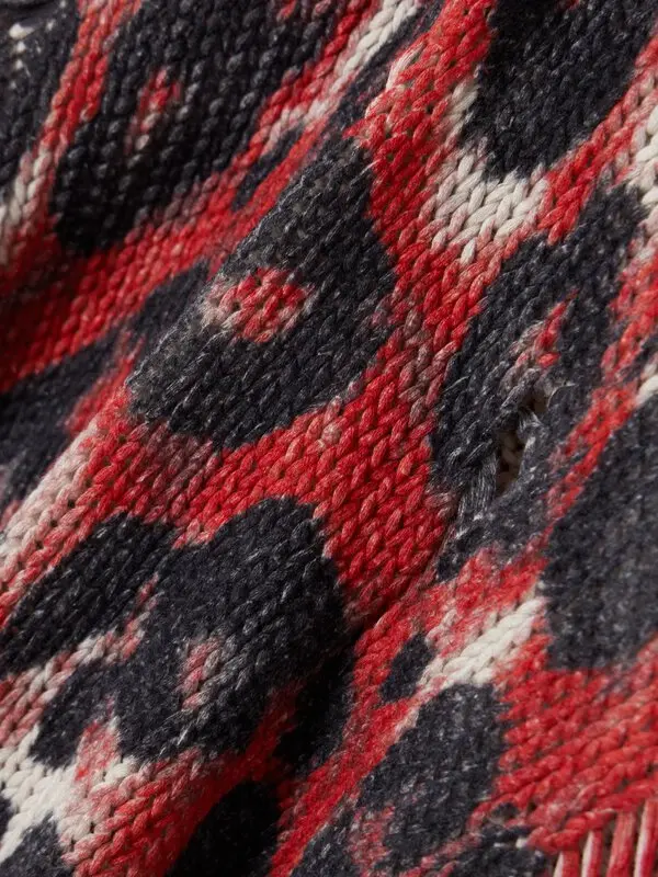 R13 Leopard Print Distressed Knit Jumper - Multi-color