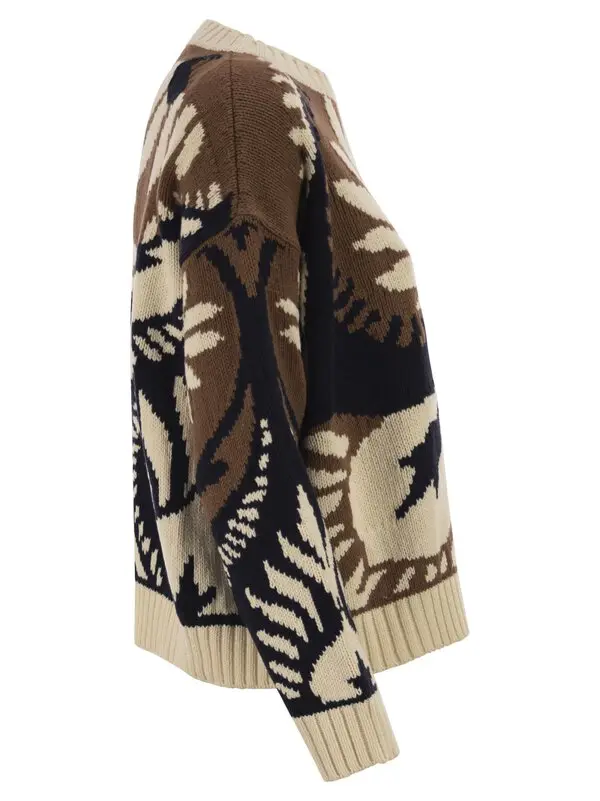Max Mara Patterned Crewneck Jumper - Nude
