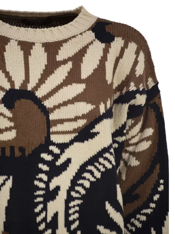 Max Mara Patterned Crewneck Jumper - Nude