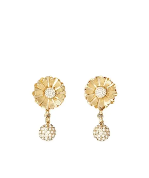 ROGER VIVIER Studded Flower Drop Earrings - Gold