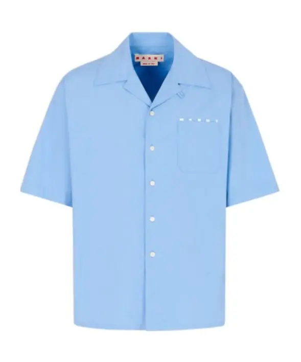 Marni Camp-collar Logo Shirt - Blue