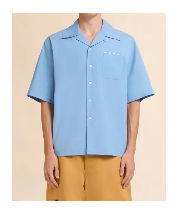 Marni Camp-collar Logo Shirt - Blue