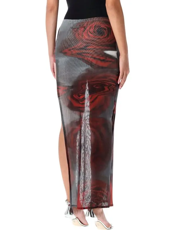 JEAN PAUL GAULTIER Blurred Roses Tulle Skort