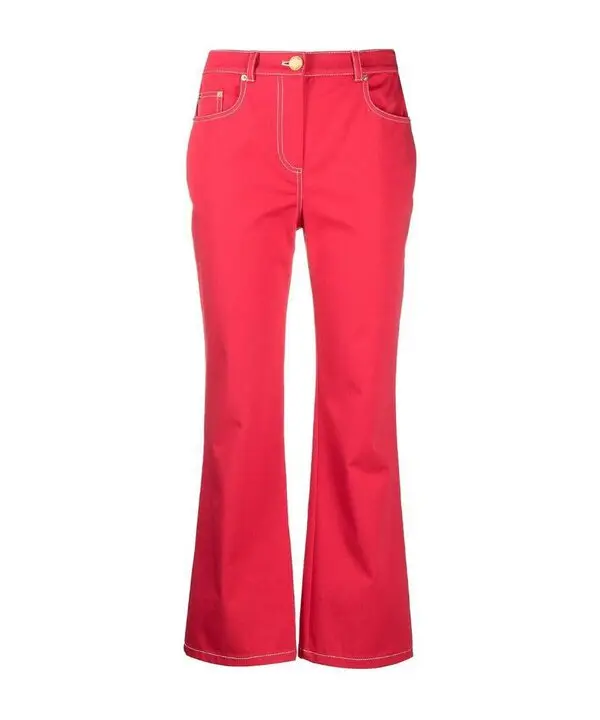 Moschino Boutique Fla Cropped Jeans - Red