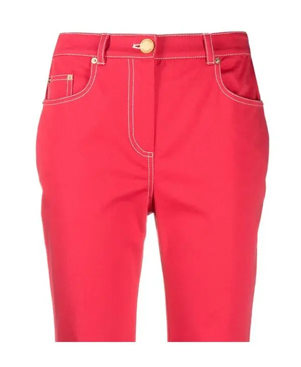 Moschino Boutique Fla Cropped Jeans - Red