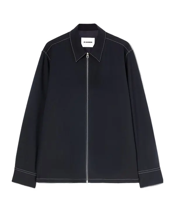 JIL SANDER Long Sleeved Zip-up Shirt - Midnight