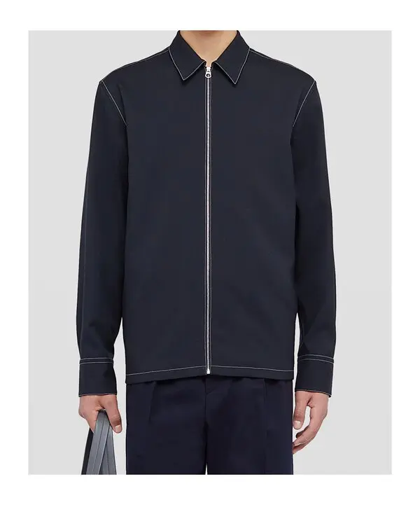 JIL SANDER Long Sleeved Zip-up Shirt - Midnight