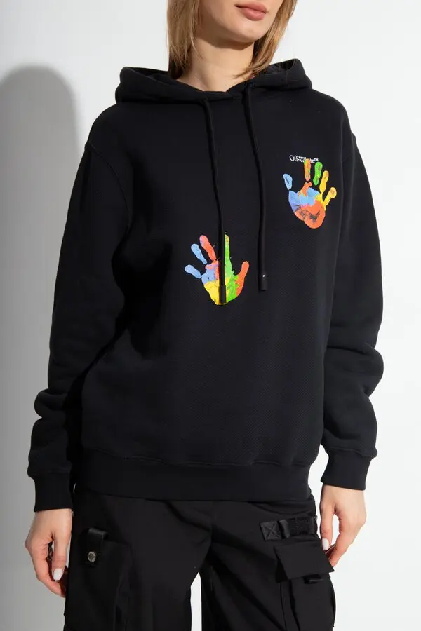 Off-White Graphic Print Logo Embroidered Hoodie