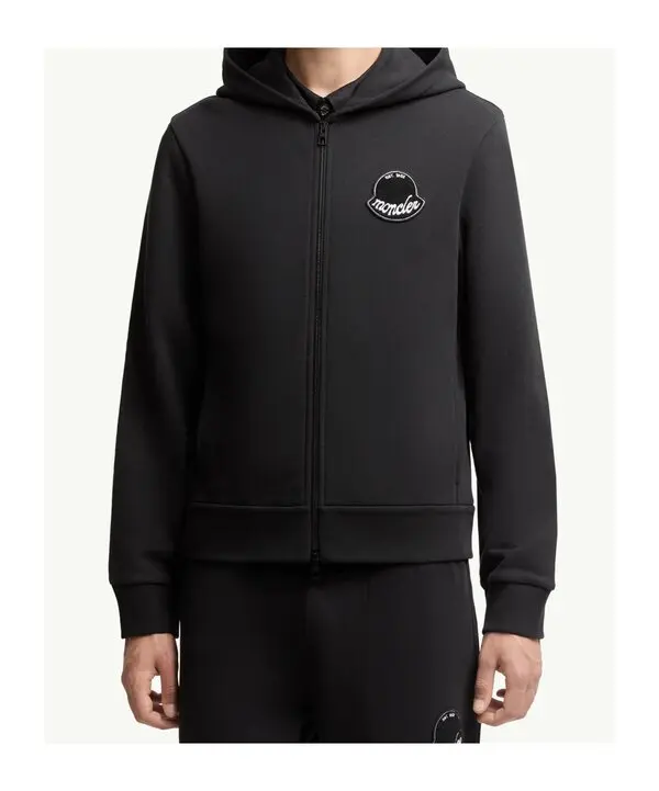 Moncler Zip-up Hoodie With Textured Logo Patch