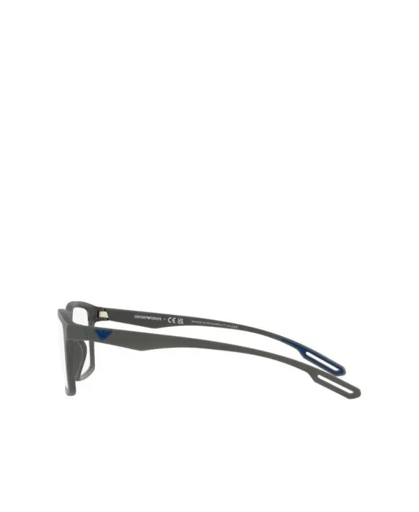 Emporio Armani Rectangle-frame Clip-on Eyeglasses With Logo Detail - Gray