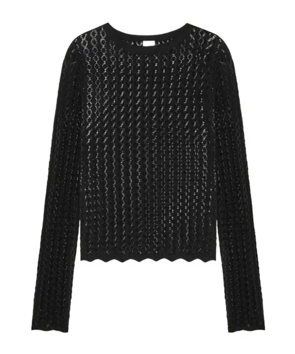 Saint Laurent Pointelle Cropped Knitted Top