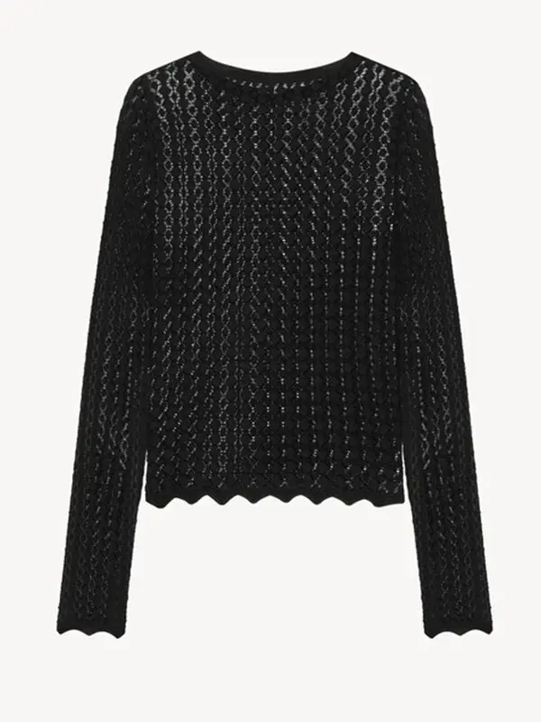 Saint Laurent Pointelle Cropped Knitted Top