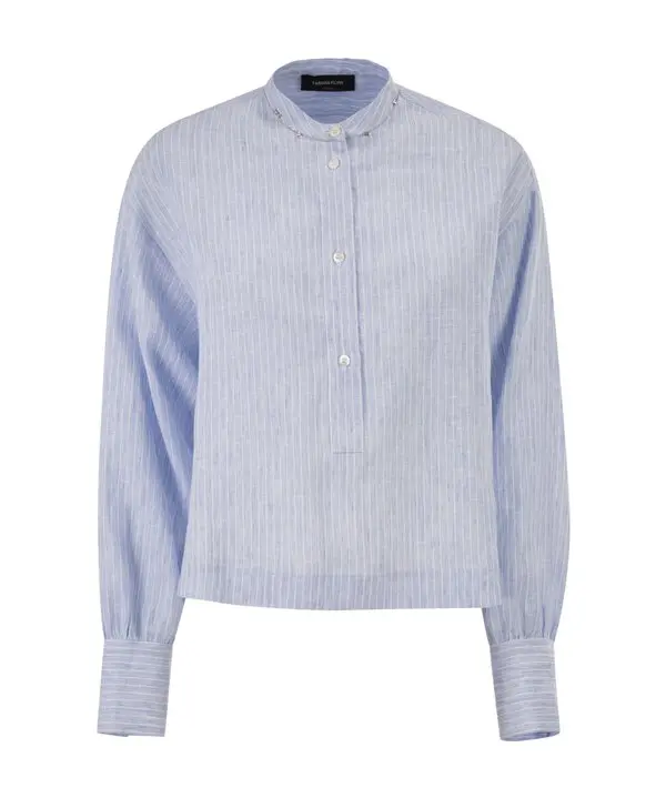 Fabiana Filippi Striped Embellished Mandarin Collar Shirt