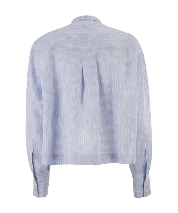Fabiana Filippi Striped Embellished Mandarin Collar Shirt