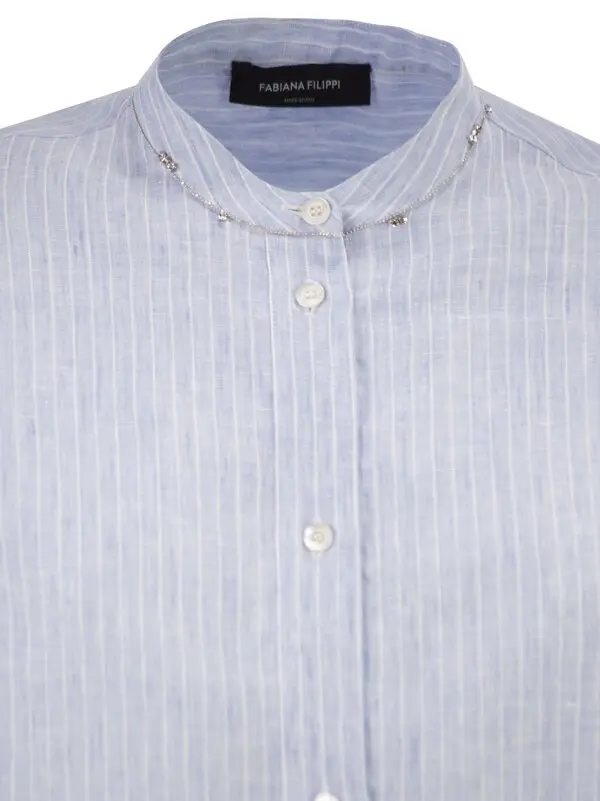 Fabiana Filippi Striped Embellished Mandarin Collar Shirt