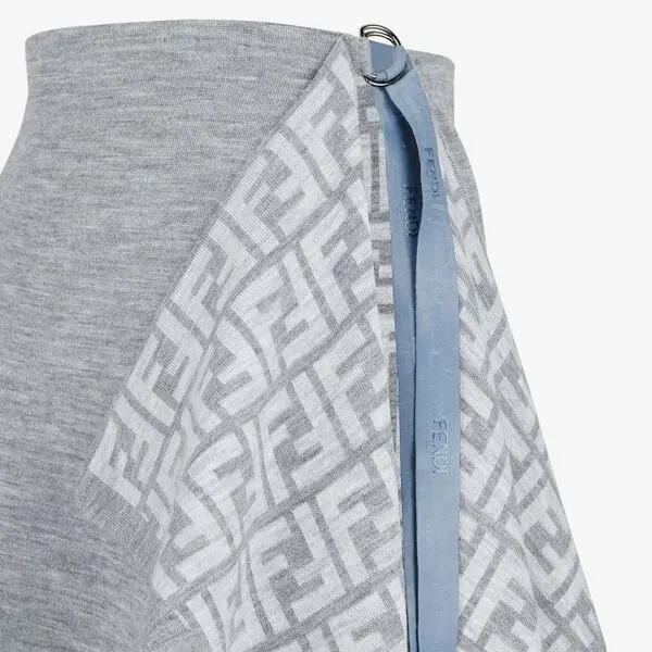 Fendi Asymmetrical Hem Midi Skirt With Ff Pattern