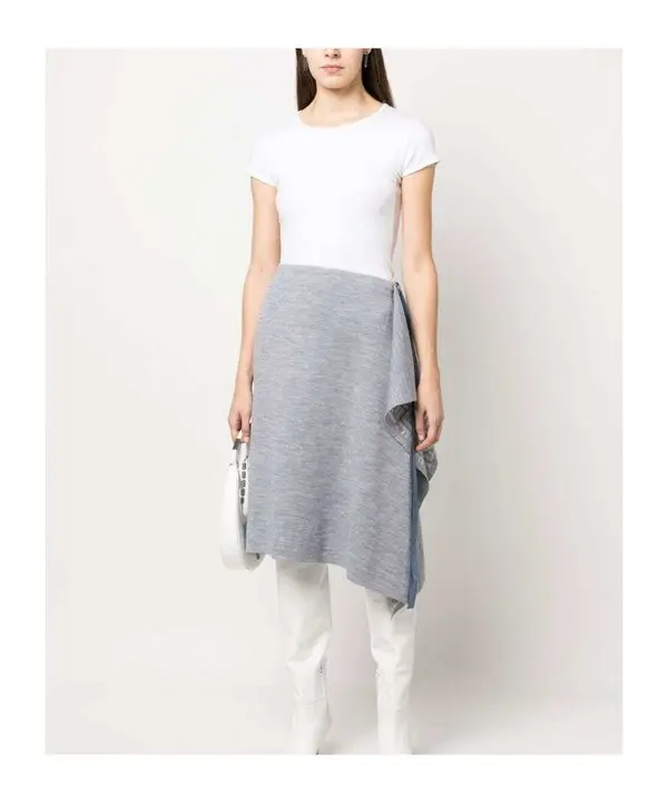 Fendi Asymmetrical Hem Midi Skirt With Ff Pattern
