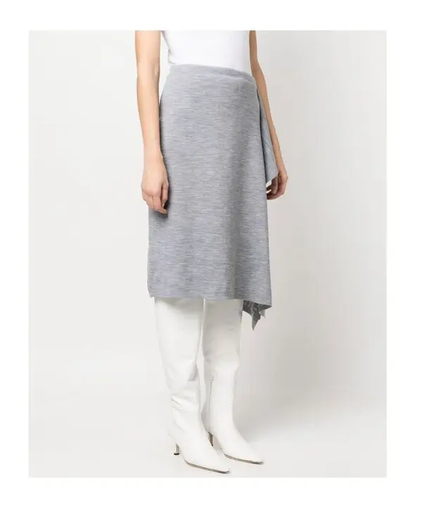 Fendi Asymmetrical Hem Midi Skirt With Ff Pattern