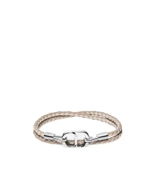 Dior Cd Icon Woven Leather Double Bracelet - Beige