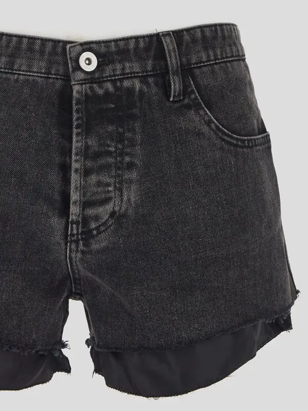 Miu Miu Low Waist Denim Shorts With Logo Detail